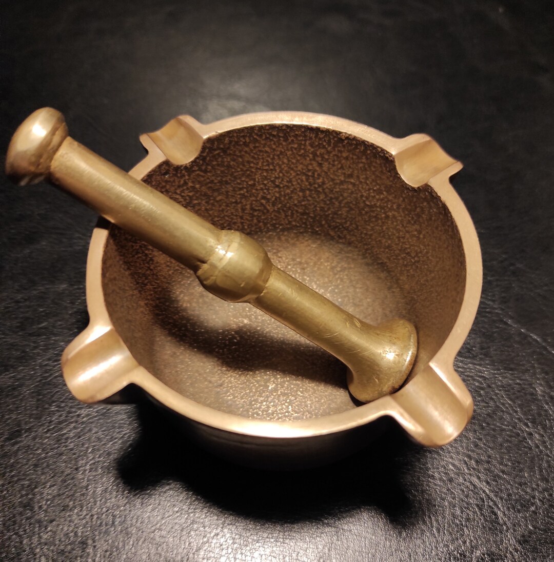 Vintage Brass Mortar and Pestle Rustic Kitchen Utensils Vintage Brass ...