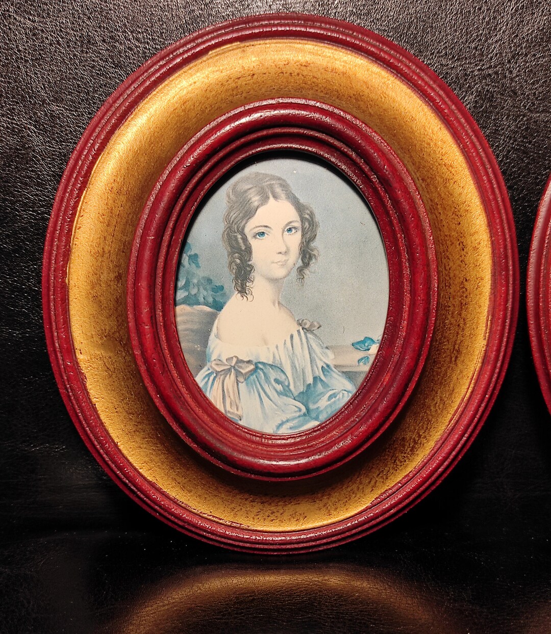 Antique Gold and Brown Wooden Oval Frame With Glass and Old Paper ...