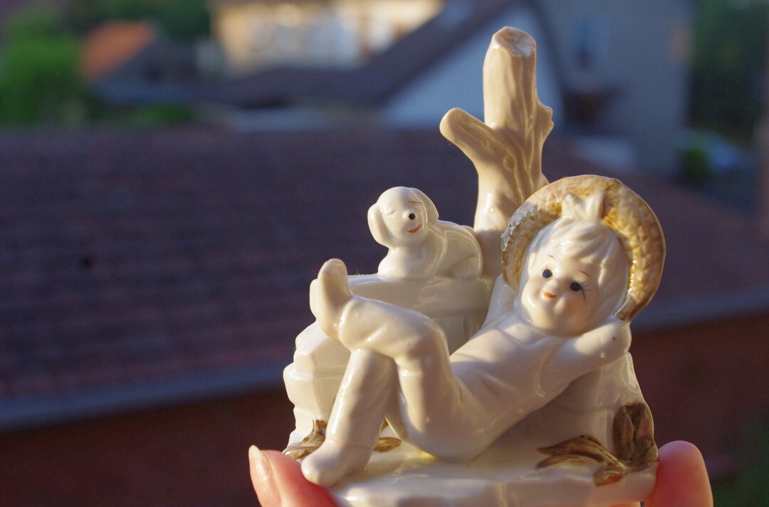 Vintage Small Porcelain Figurine - a Boy With a Dog German Figurine of ...