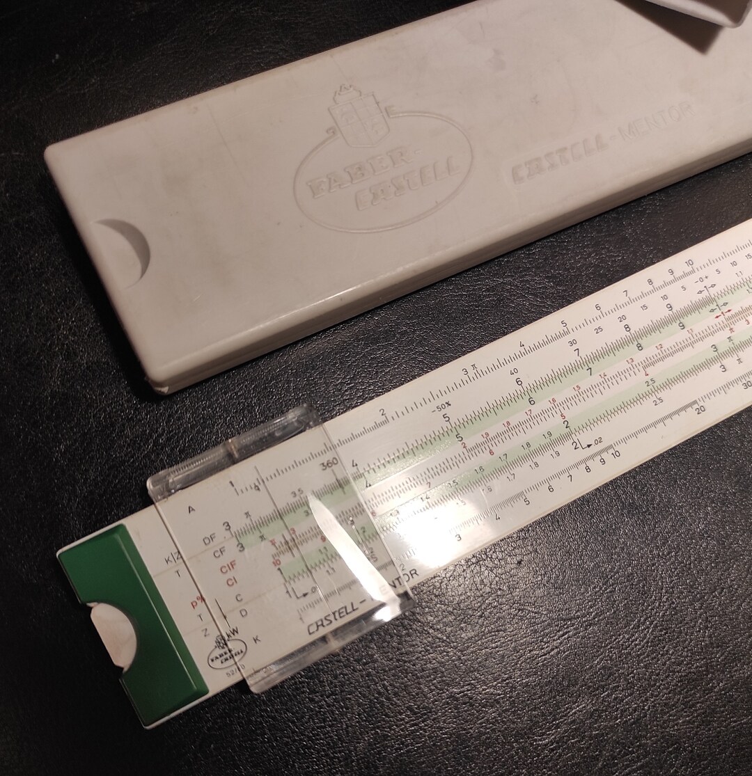 Faber-castell Vintage Slide Rule CASTELL-MENTOR 52/80 Logarithmic Ruler ...