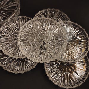 Set of 7 Vintage Crystal Glass Coasters German Coasters Made of Pressed ...
