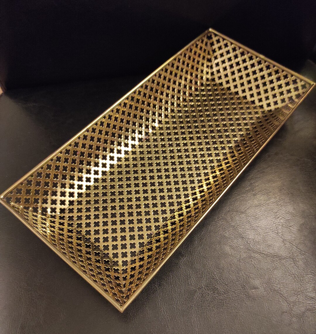 Vintage Rectangular Filigree Brass Serving Tray/brass Trinket Tray/tray ...