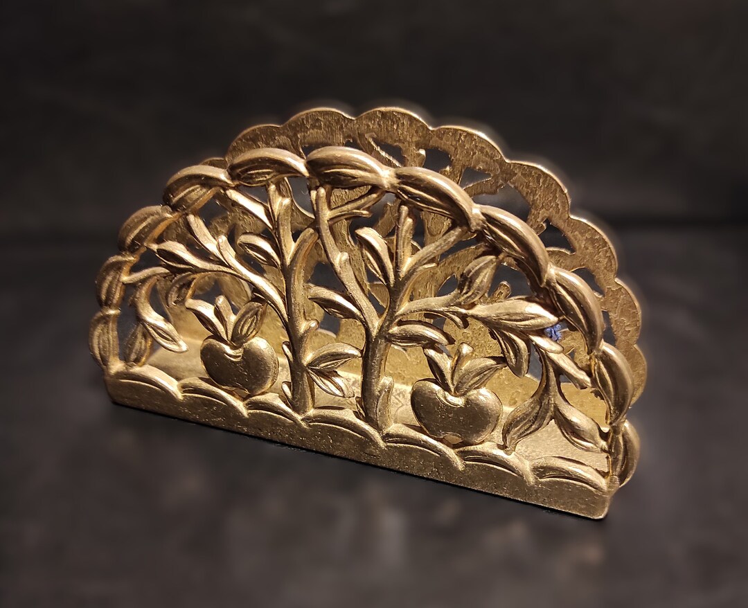 Vintage Brass Napkin Holder Solid Cast Brass Napkin Holder Vintage ...