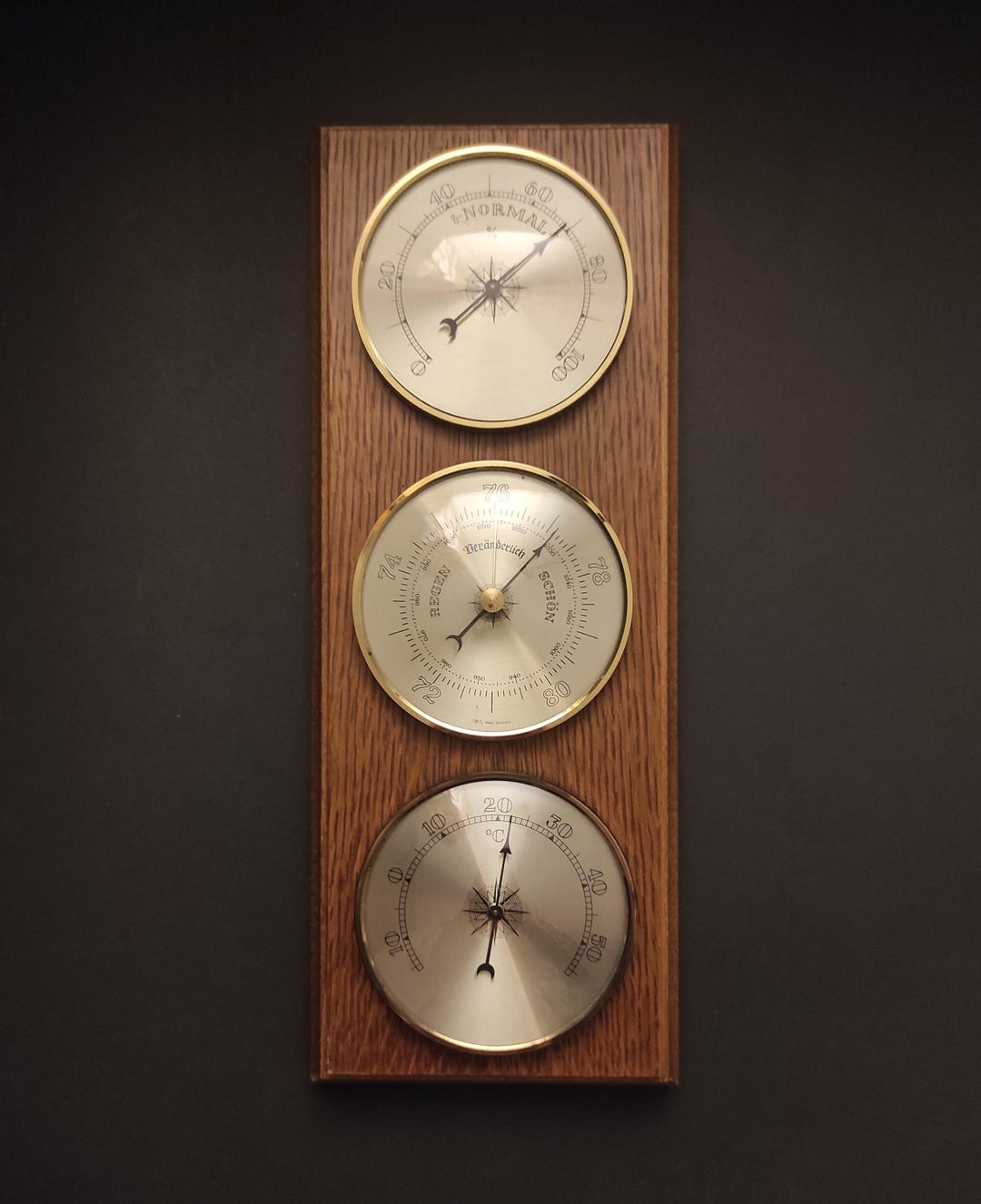 Vintage Indoor Weather Station Barometer and Thermometer Old German ...