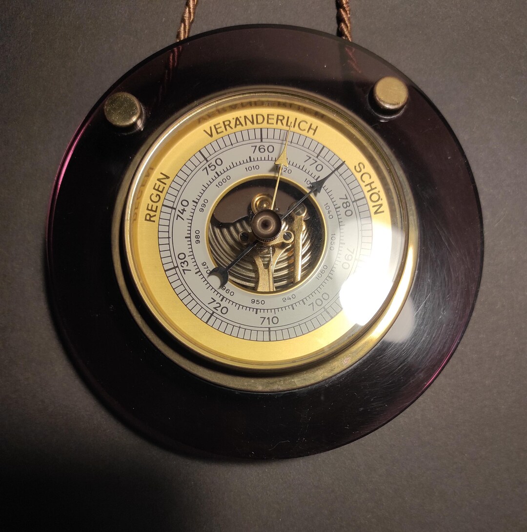 Vintage German Barometer/antique Brass Barometer in Round Transparent ...