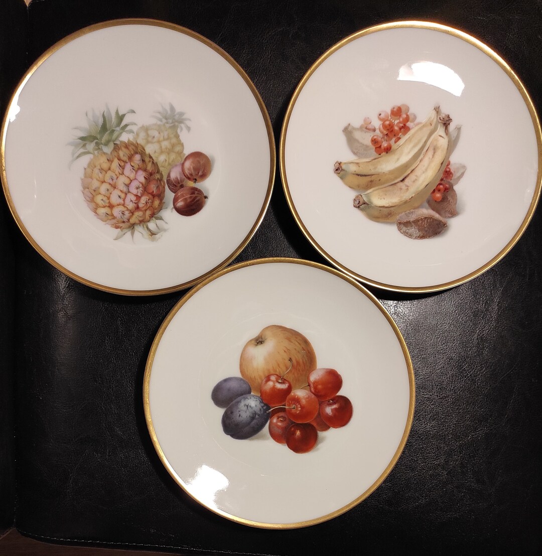 Set Three Antique Porcelain German Plates Thomas Manufactory in Bavaria ...