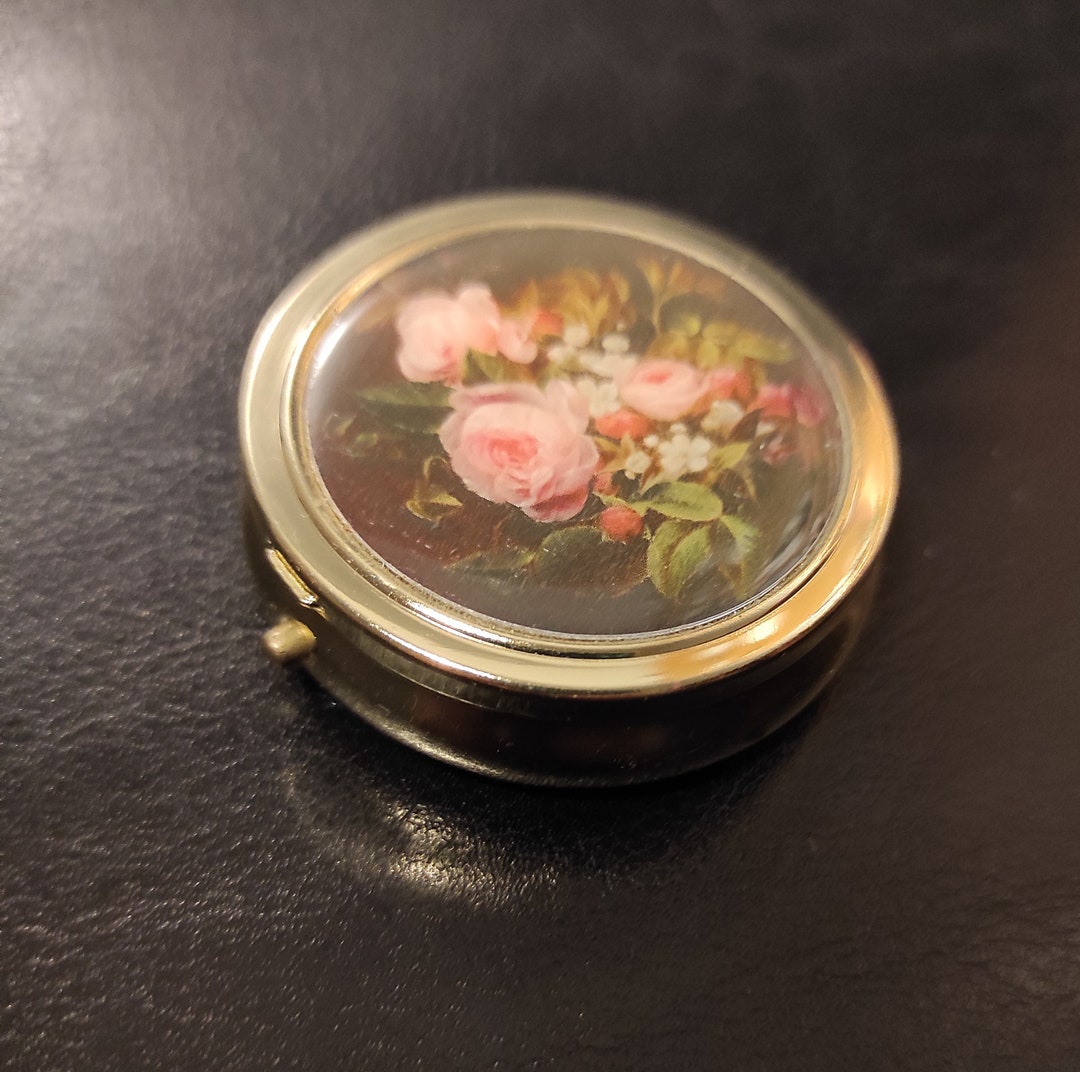 Small Vintage Metal Pill Box Porcelain Pill Box With Rose - Etsy Canada