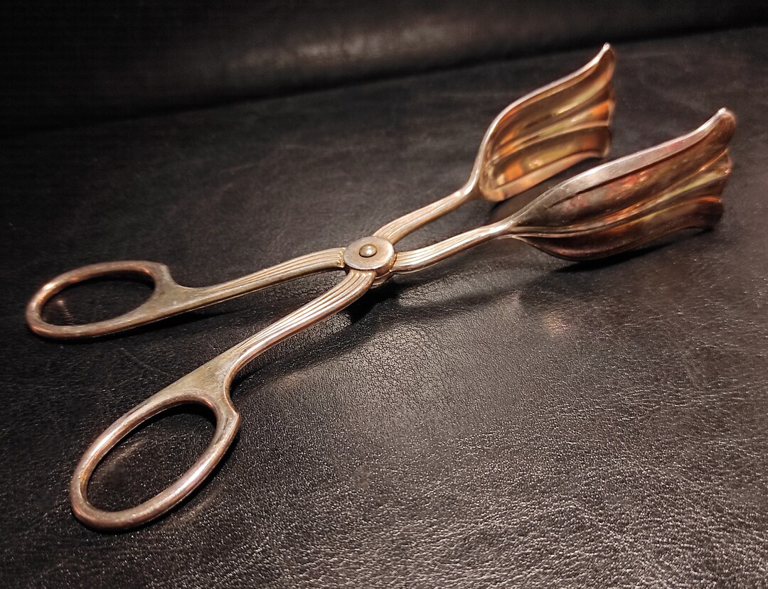 Vintage Silver Plated Kitchen Cake Tongs - Old Tongs for Serving Dishes ...