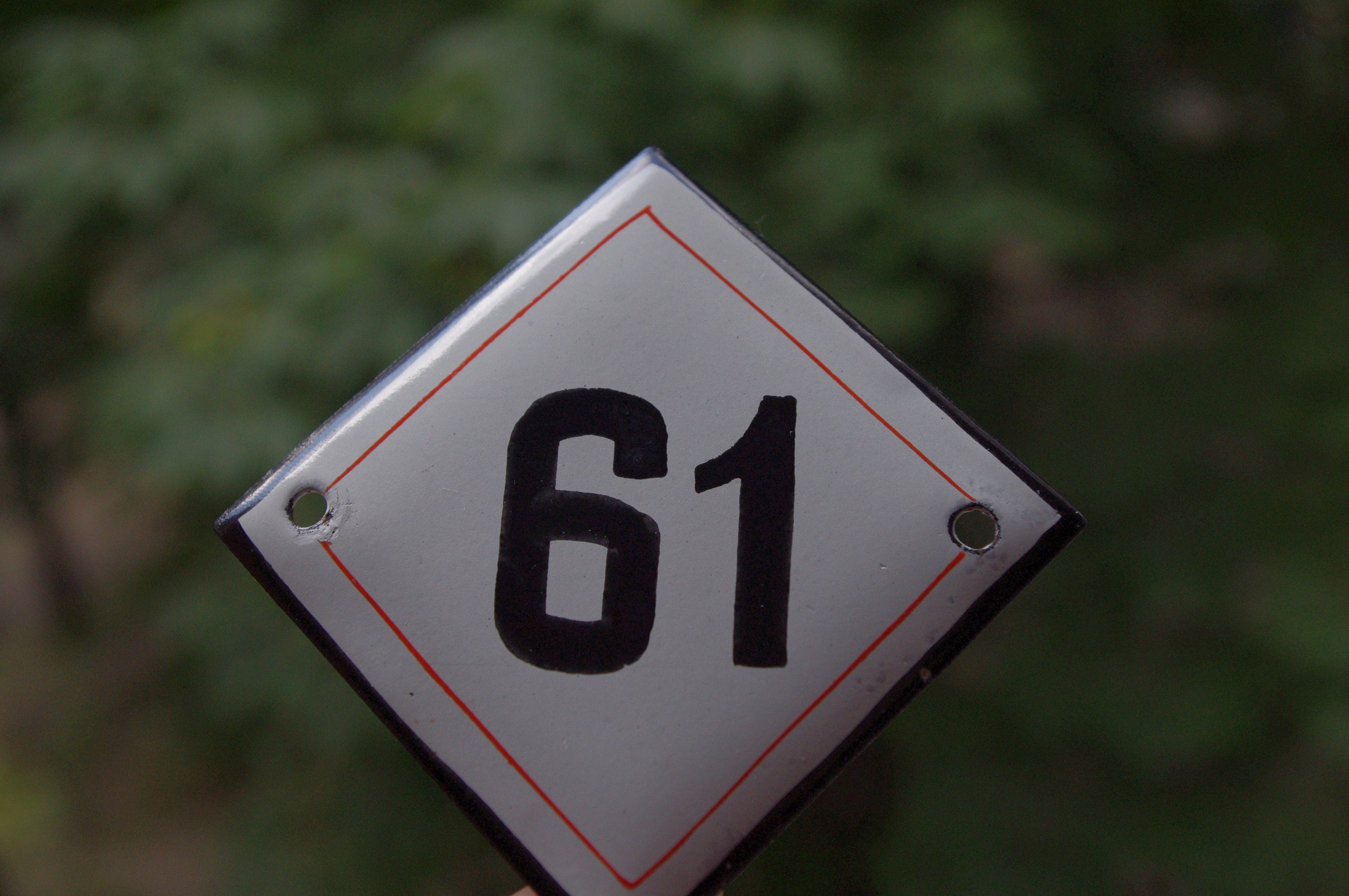Vintage enamel sign house number 61 | Etsy