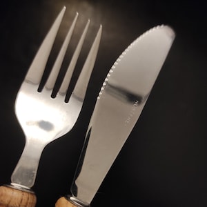 Vintage Rustic Cutlery Set 12 Pieces Steel Cutlery With Wooden Handles ...