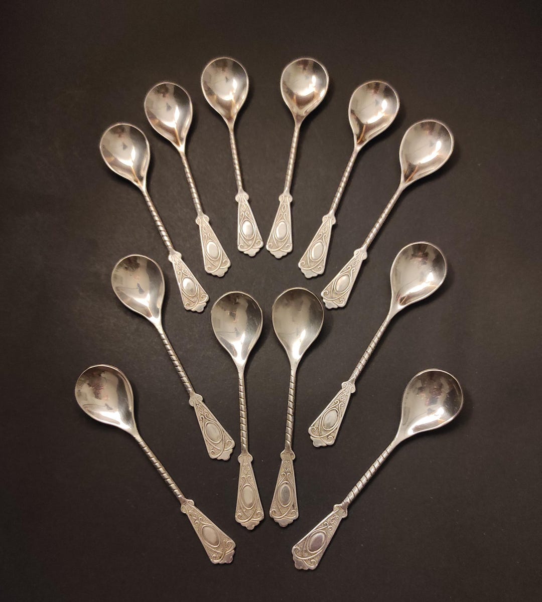 Set of 12 Very Small Nickel Silver, Silver Plated Espresso Coffee ...