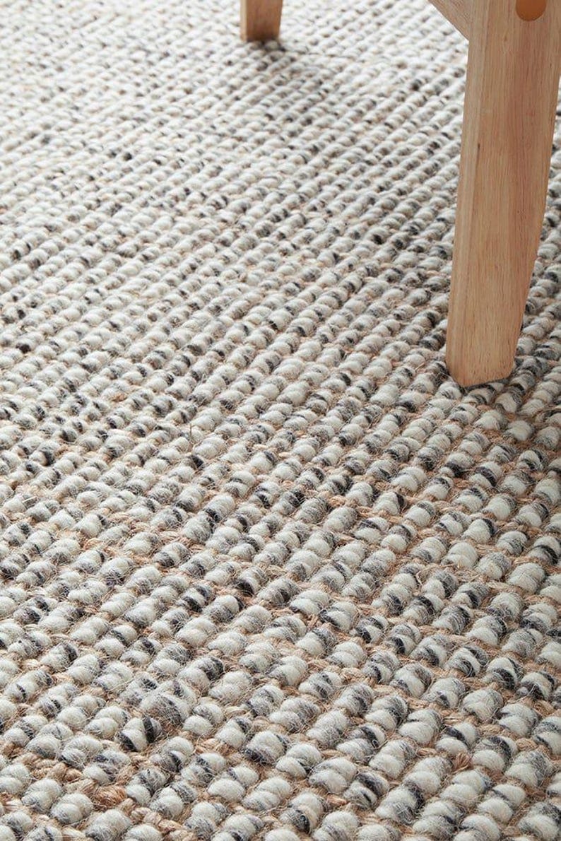 Scandi Handloomed Wool & Jute Grey Rug - Etsy