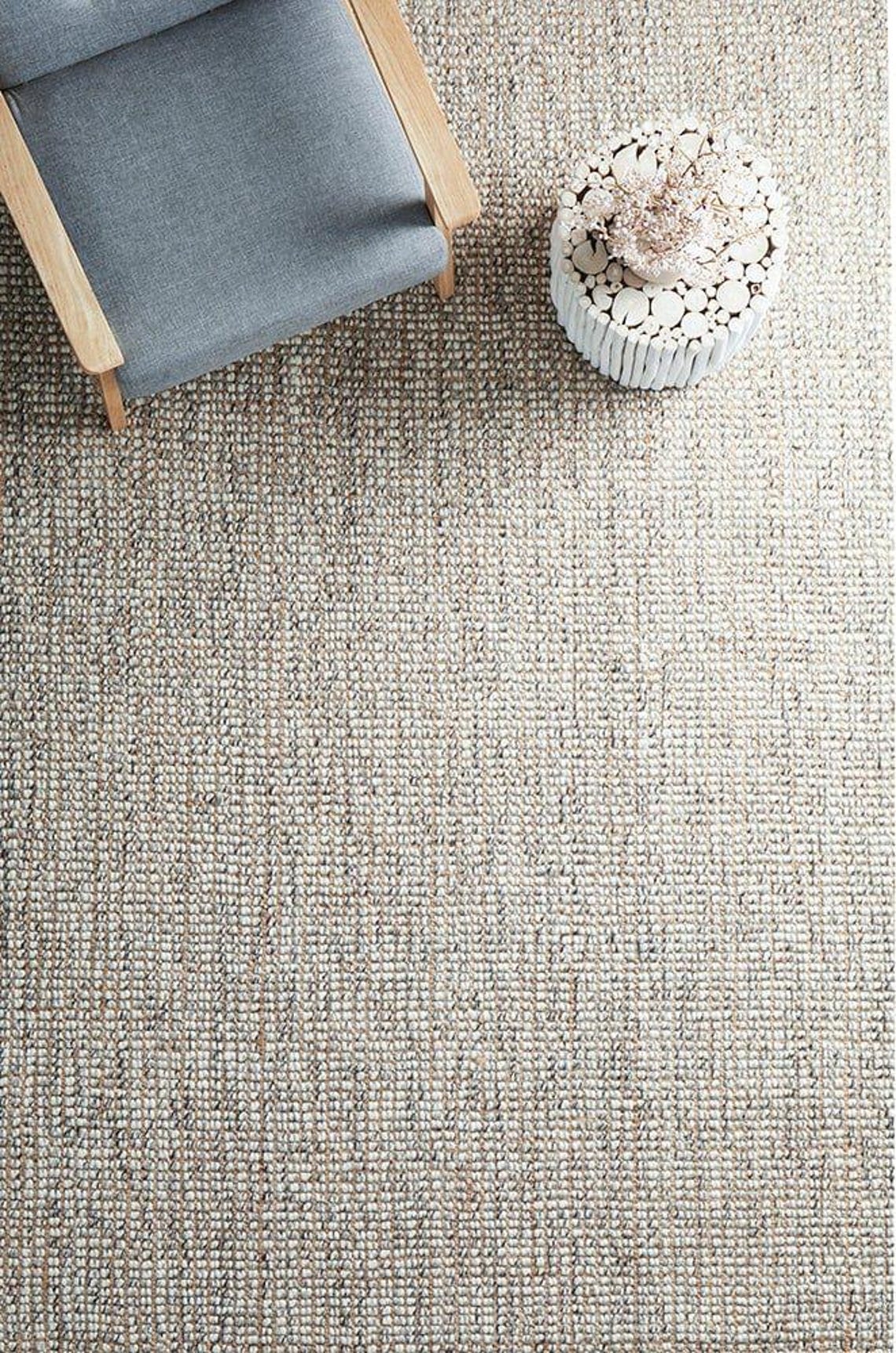 Scandi Handloomed Wool & Jute Grey Rug - Etsy