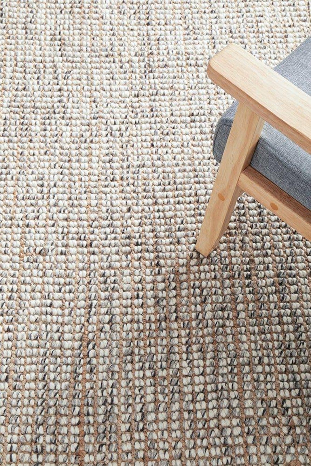 Scandi Handloomed Wool & Jute Grey Rug - Etsy