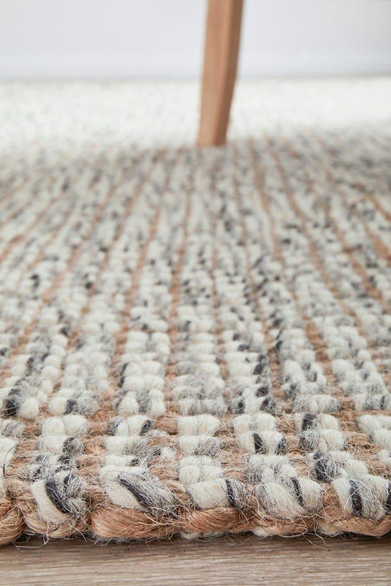Scandi Handloomed Wool & Jute Grey Rug - Etsy