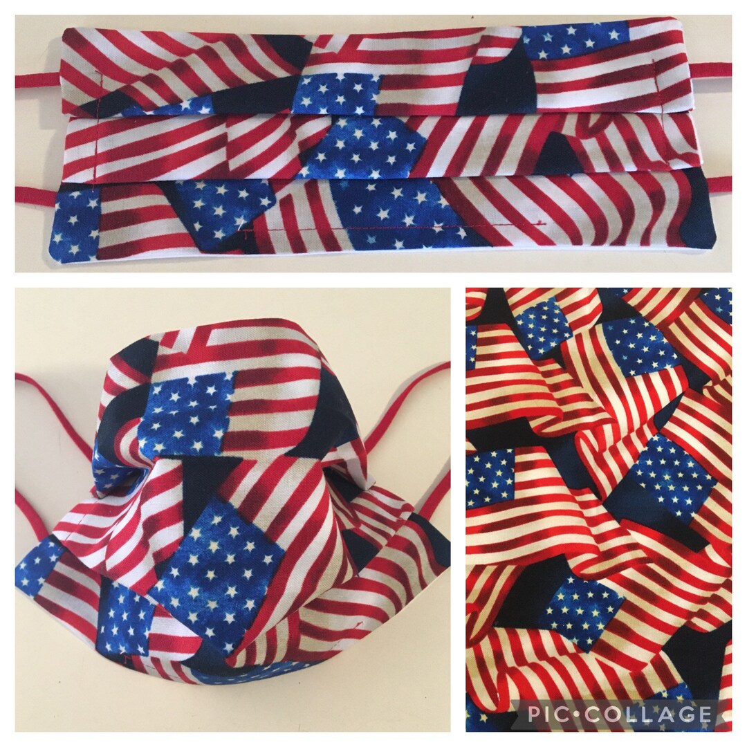 AMERICAN FLAG Face Mask / 2 Styles Available 3 Layer With Filter Pocket ...