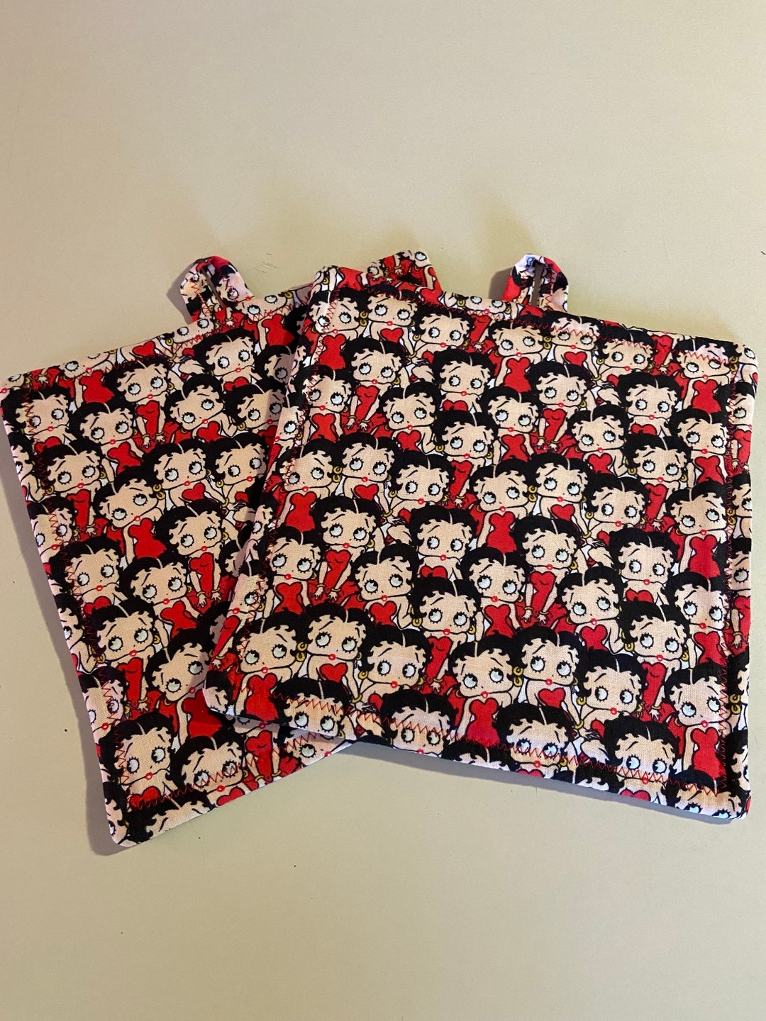 BETTY BOOP 2 PC Set Handmade Potholders / Cut Betty Boop Kitchen Gift ...