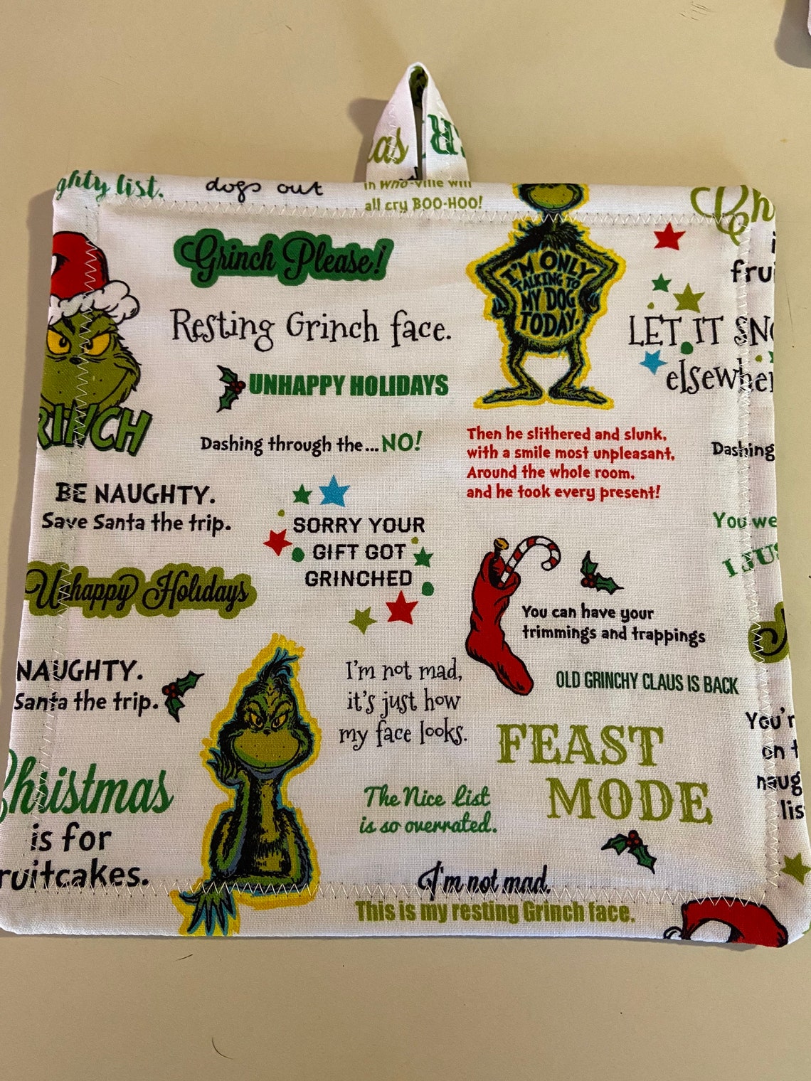 GRINCH 2 PC Set Handmade Potholder Gift Set / Grinch Christmas - Etsy