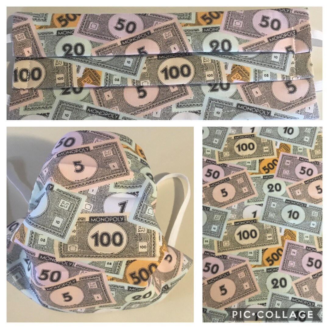 MONOPOLY MONEY Face Mask / 2 Styles Available 3 Layer With - Etsy
