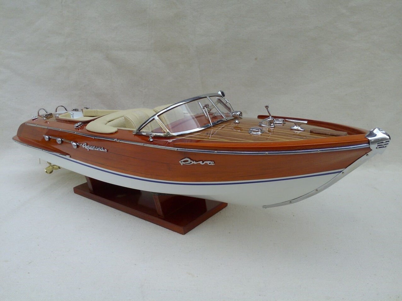 Handmade Wooden Riva Aquarama 26" Wood Model Boat L60cm Cream Seats - Etsy