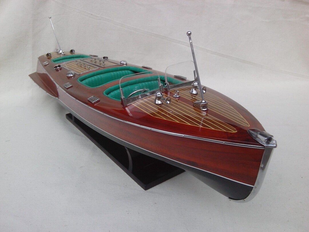 High Quality Handmade Wooden Triple Cockpit 26 Wooden Speed Boat Green ...