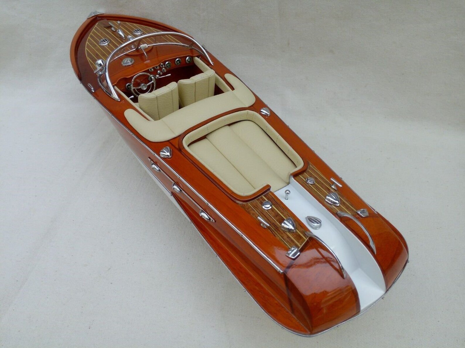 Handmade Wooden Riva Aquarama 26" Wood Model Boat L60cm Cream Seats - Etsy