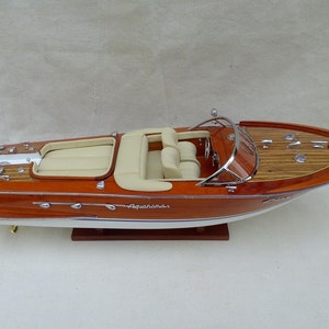 Handmade Wooden Riva Aquarama 26" Wood Model Boat L60cm Cream Seats - Etsy