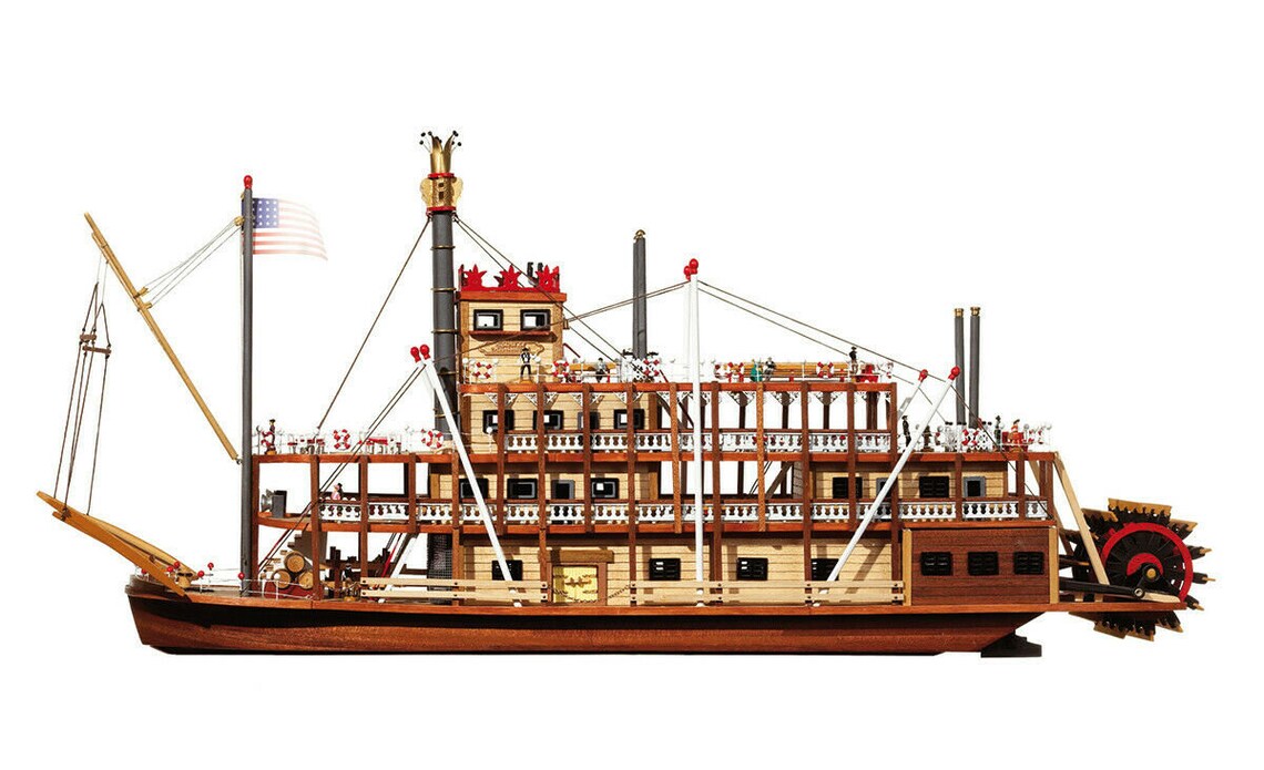 Handmade Wooden Occre Mississippi Paddle Steamer 180 Scale Wooden Model ...