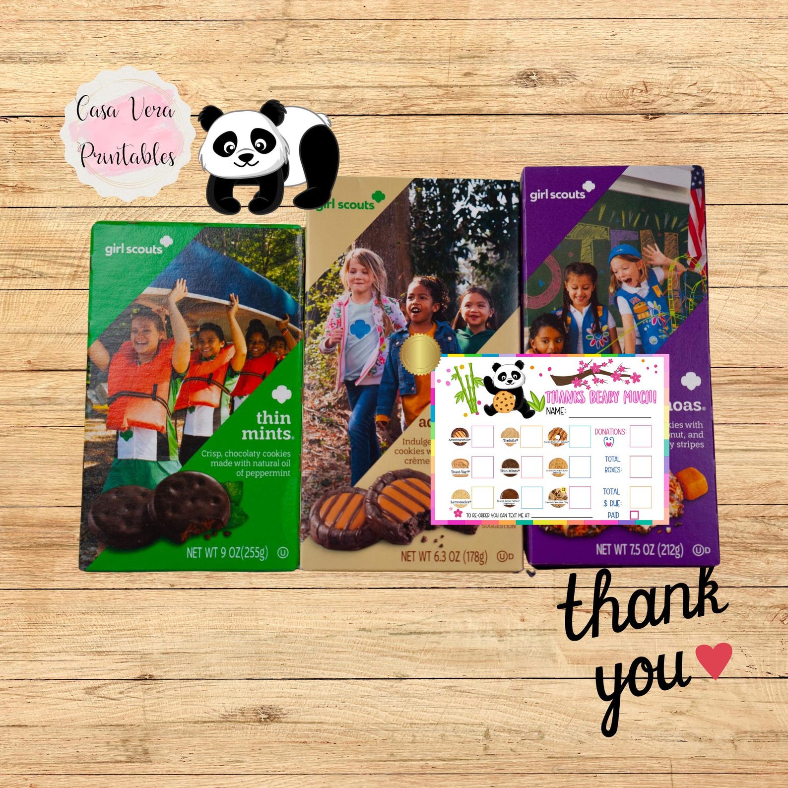 ABC Girl Scout Cookie Order Thank You Printable Little Brownie Cookies ...
