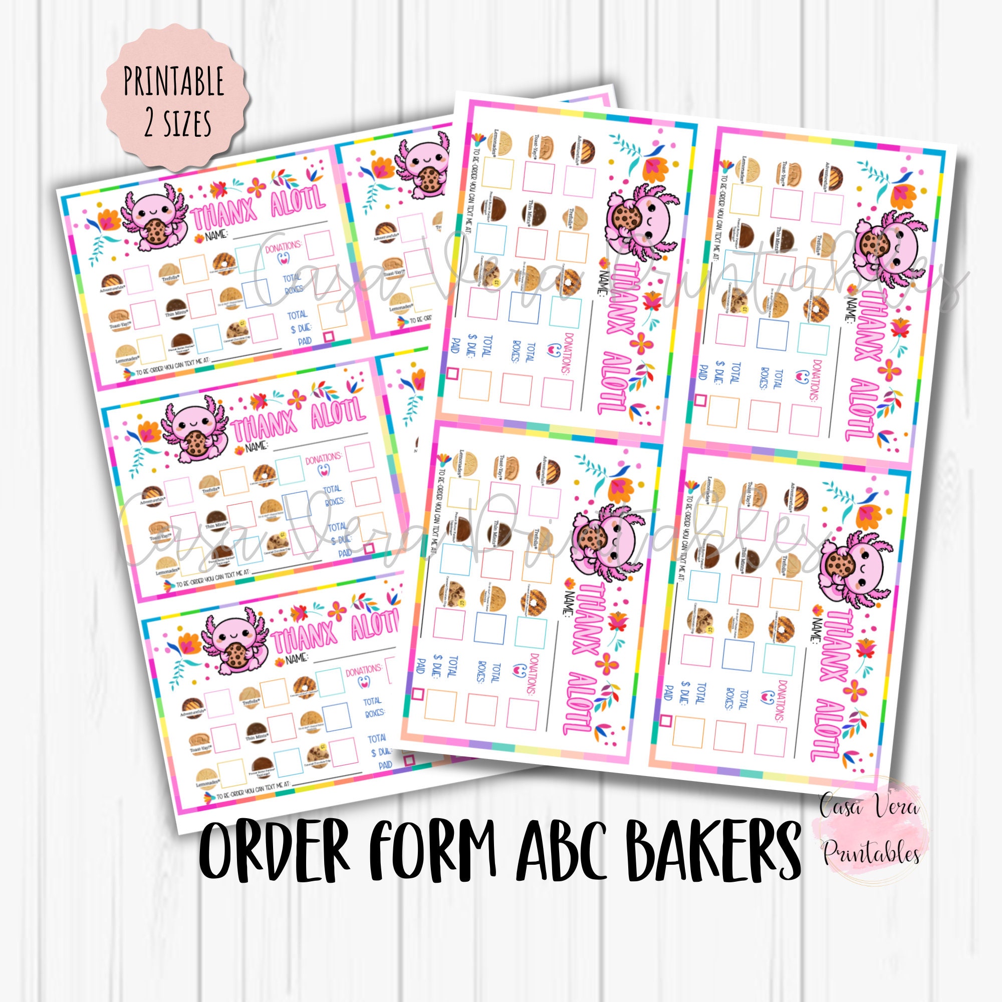 ABC Girl Scout Cookie Order Form (all 9 Cookies) | Printable Cookie ...