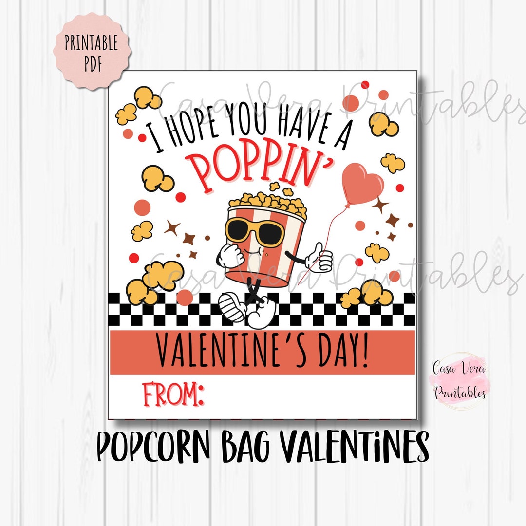 Happy Valentines Day Popcorn Tags | Classmate Valentines Gifts ...