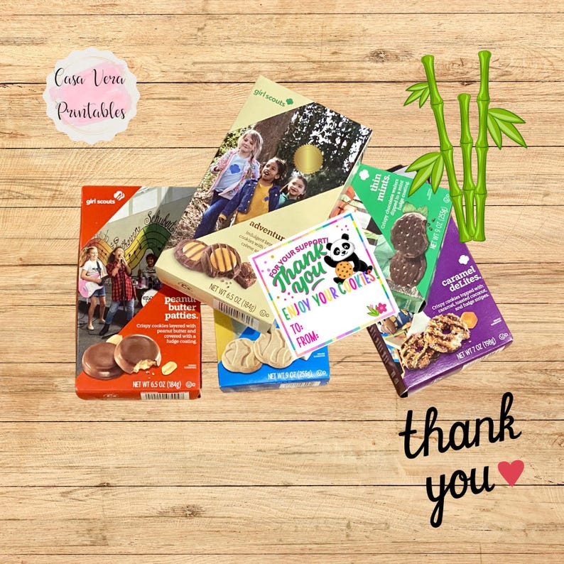 Thank You Girl Scout Cookie Printable Little Brownie Cookies ABB OR LBB ...