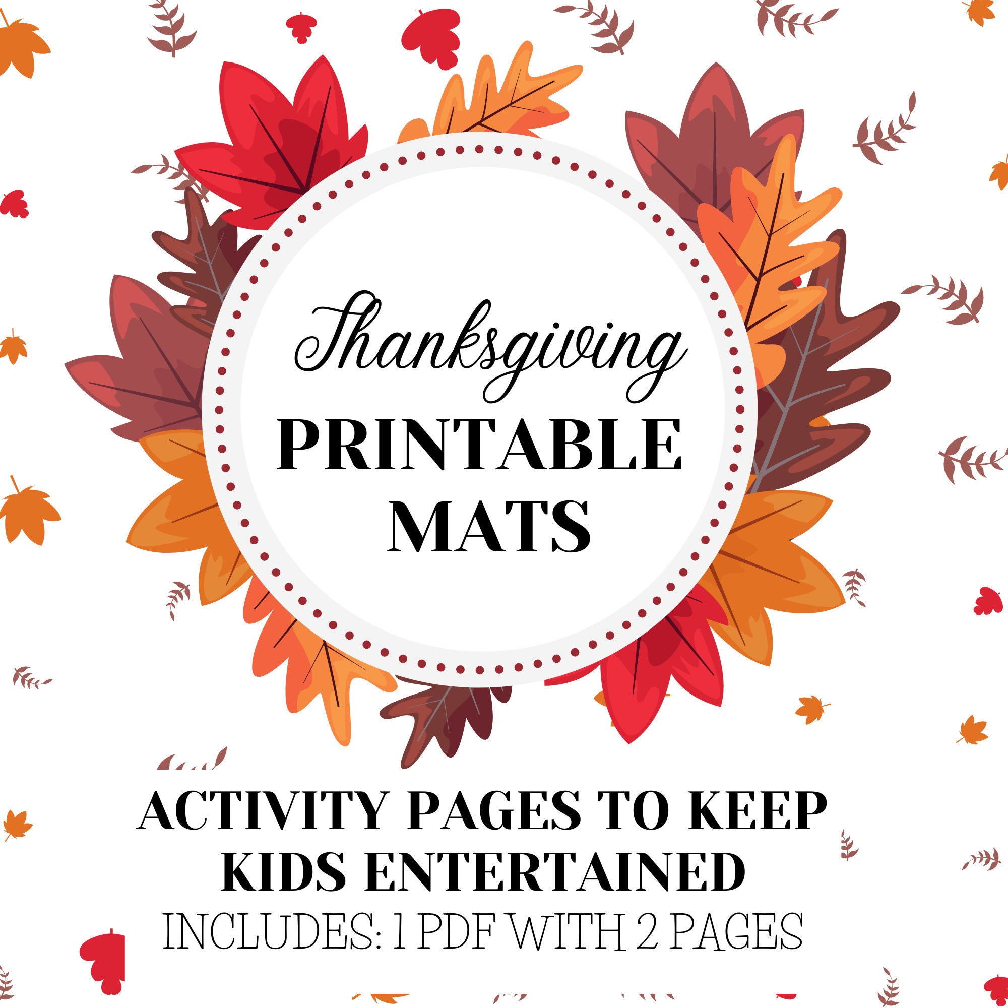 Instant Download Thanksgiving Printable Mats for Kids, Printable ...