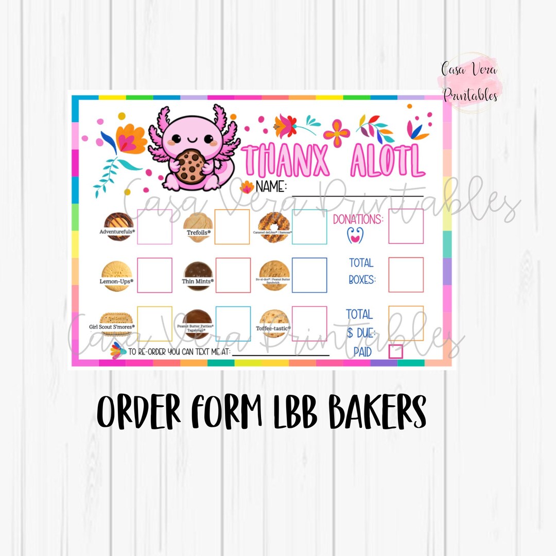 LBB Girl Scout Cookie Order Thank You Printable Little Brownie Cookies ...