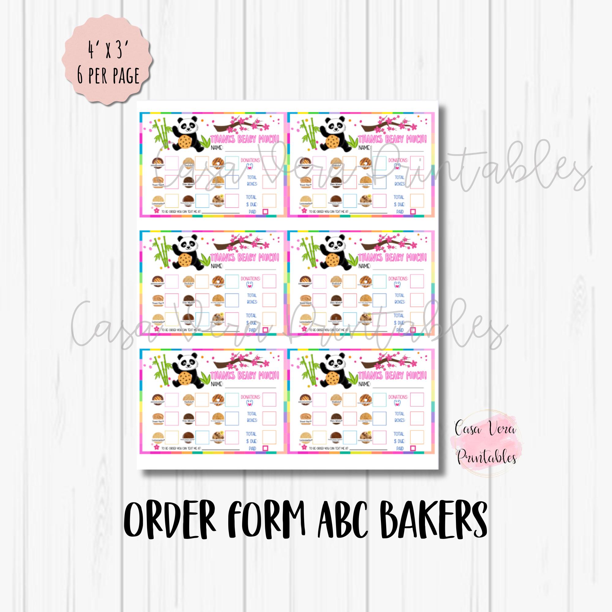 ABC Girl Scout Cookie Order Thank You Printable Little Brownie Cookies ...