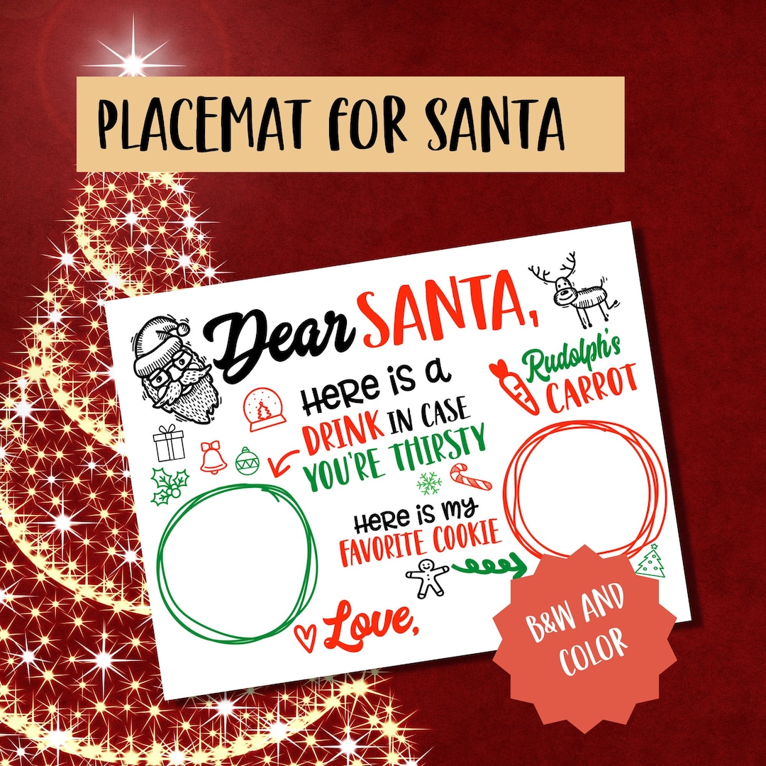 Kids Christmas Santa Placemat/ Christmas Kid's Activity/ 1 Printable ...