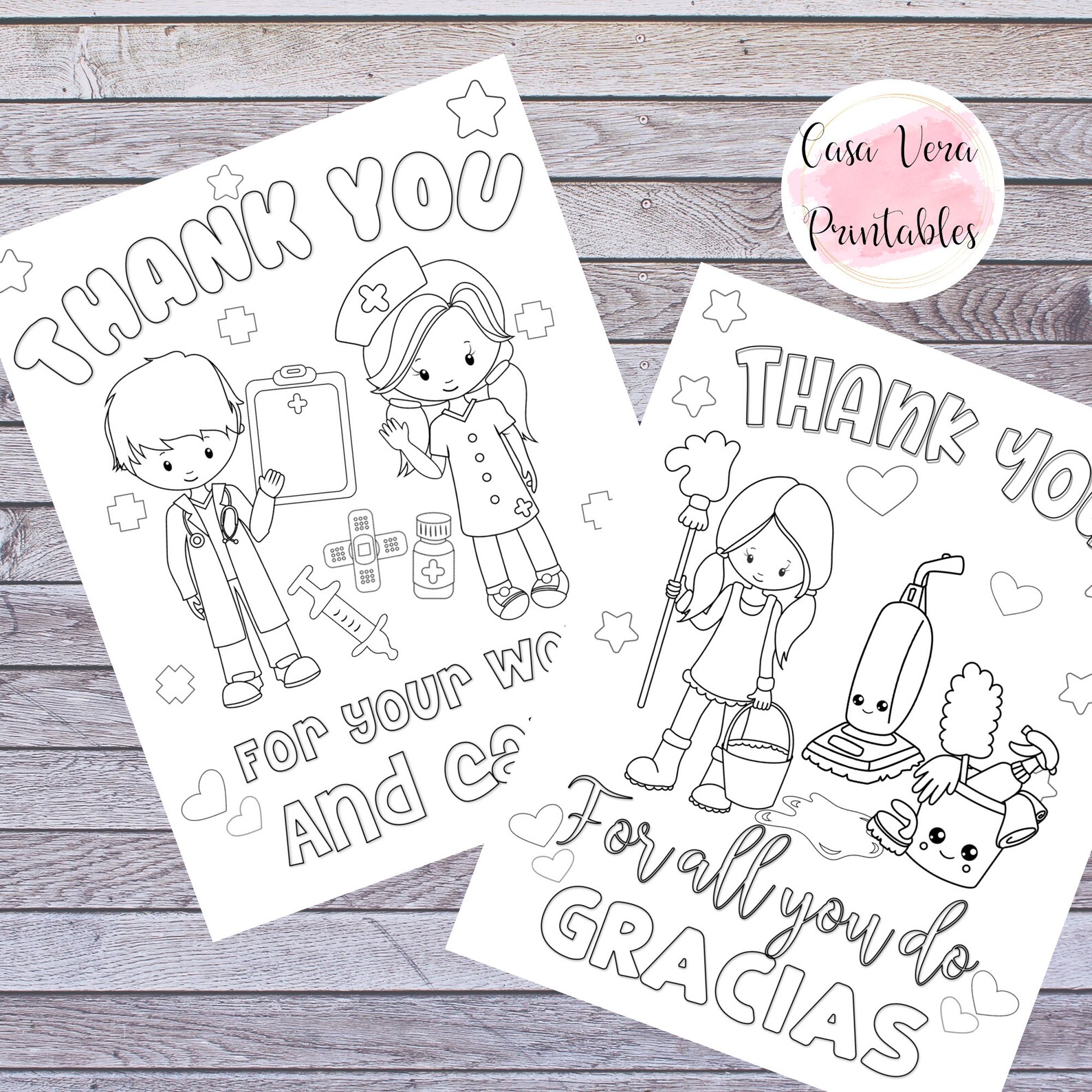 Thank You Coloring Pages/ Front Line, Nurse, Doctors, Police, Grocery ...