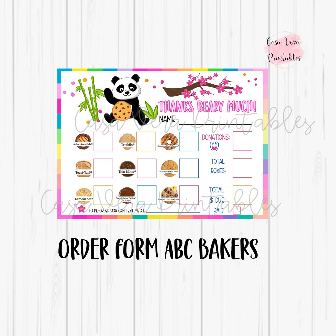 ABC Girl Scout Cookie Order Thank You Printable Little Brownie Cookies ...