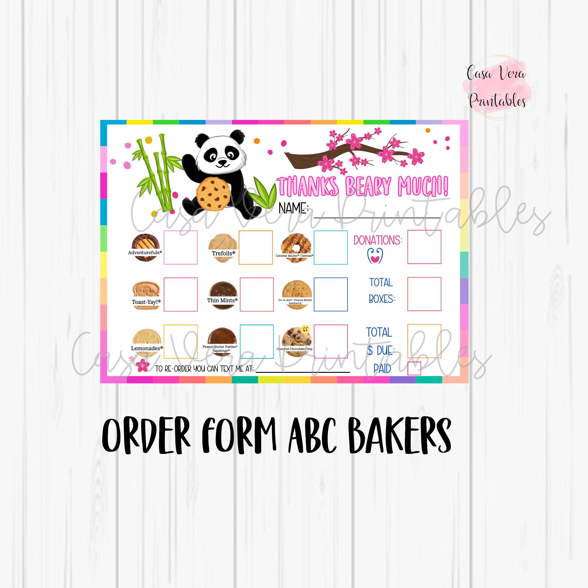 ABC Girl Scout Cookie Order Thank You Printable Little Brownie Cookies ...