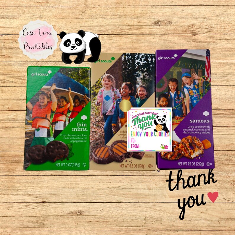 Thank You Girl Scout Cookie Printable Little Brownie Cookies ABB OR LBB ...