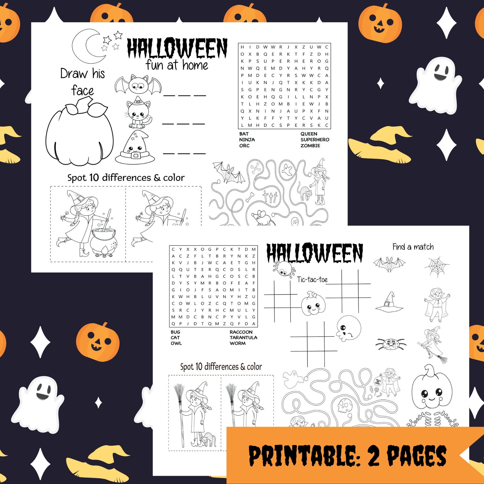 Instant Download Halloween Printable Mats for Kids, Printable Halloween ...