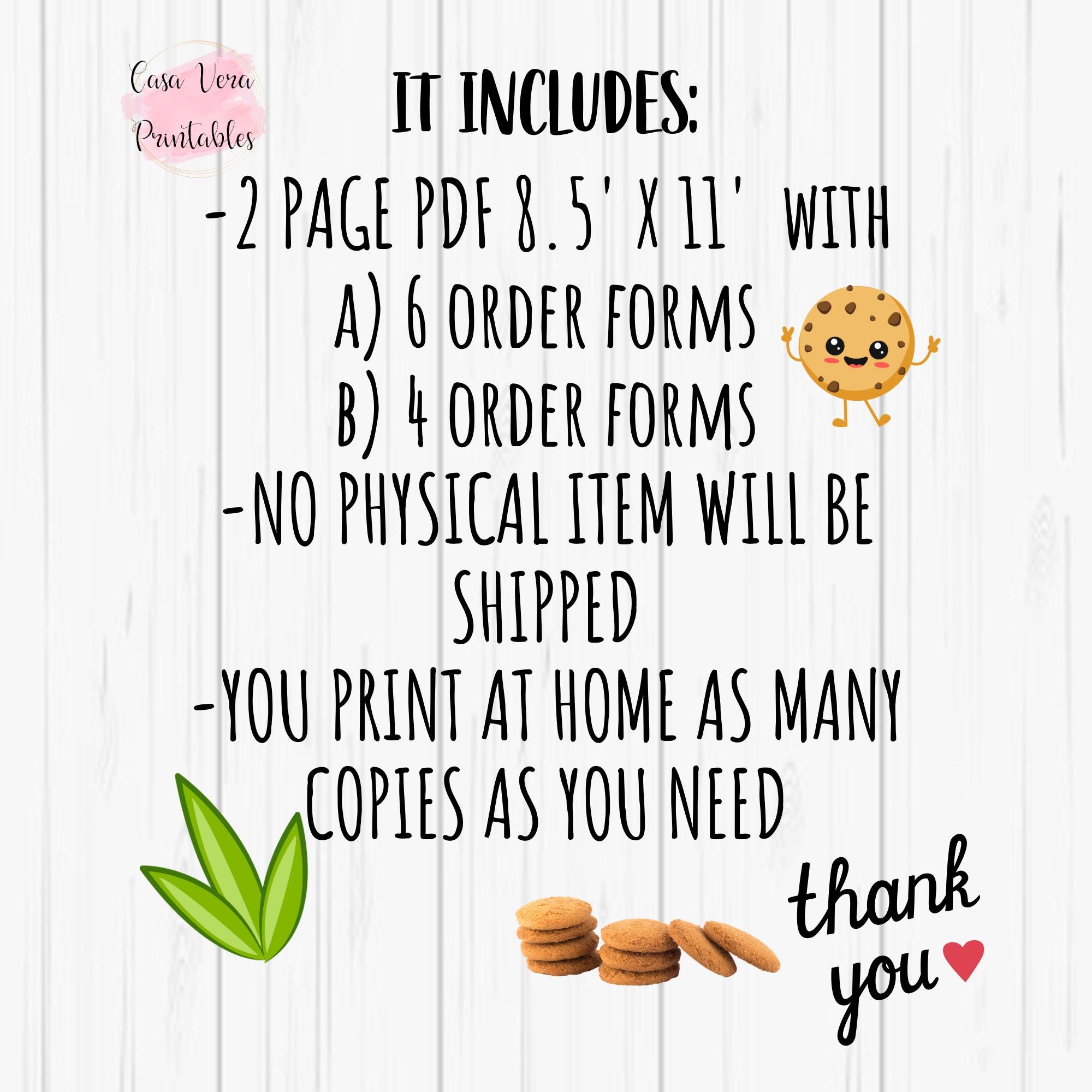 LBB Girl Scout Cookie Order Thank You Printable Little Brownie Cookies ...