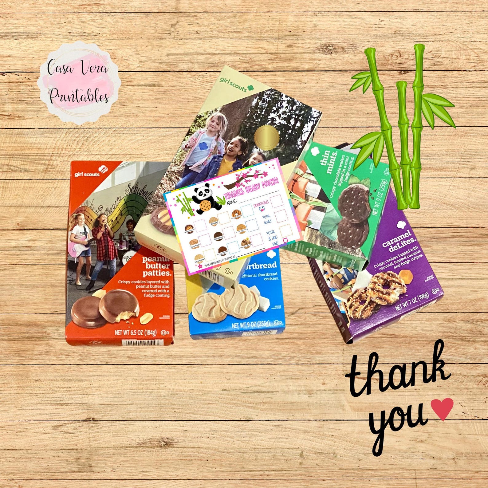 ABC Girl Scout Cookie Order Thank You Printable Little Brownie Cookies ...