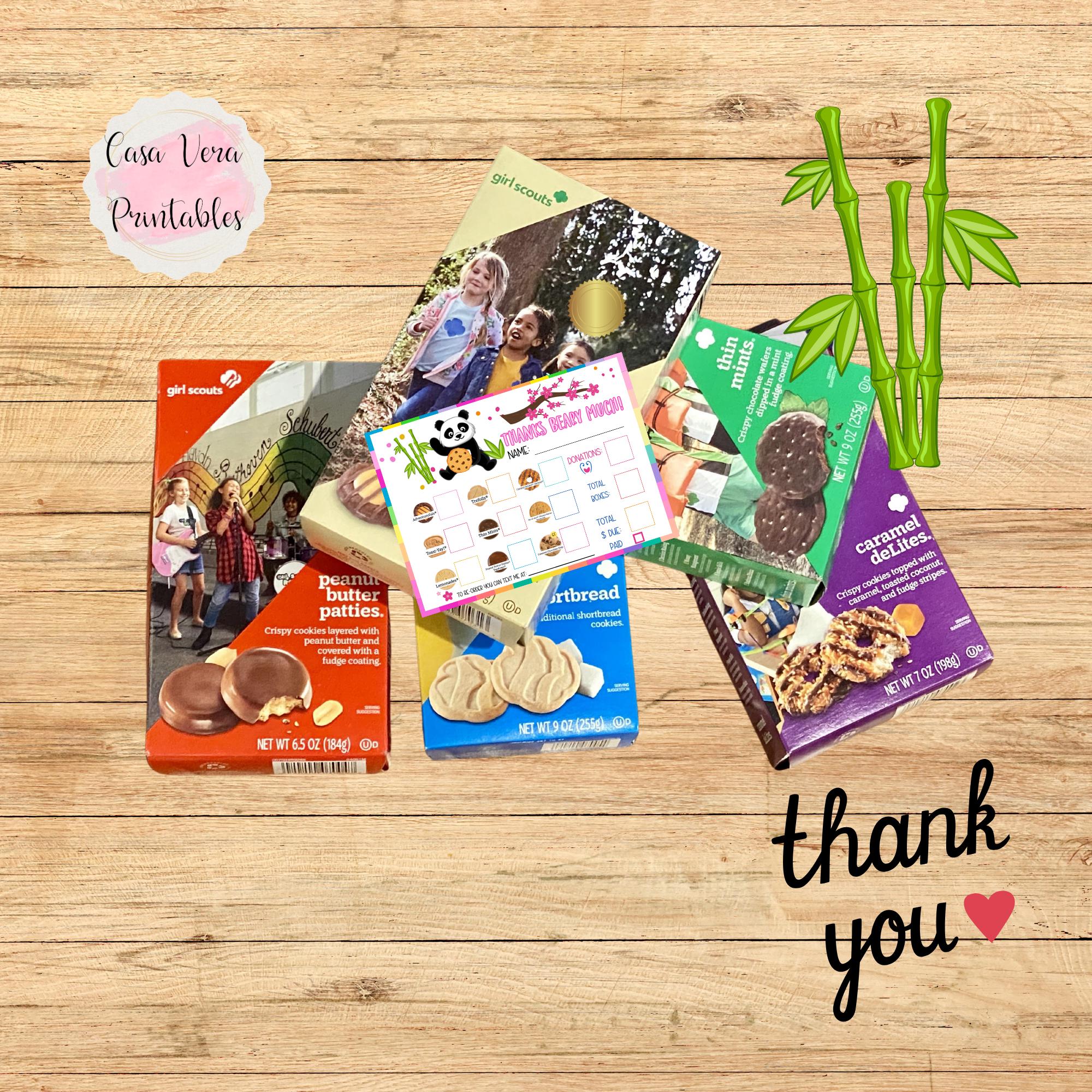 ABC Girl Scout Cookie Order Thank You Printable Little Brownie Cookies ...