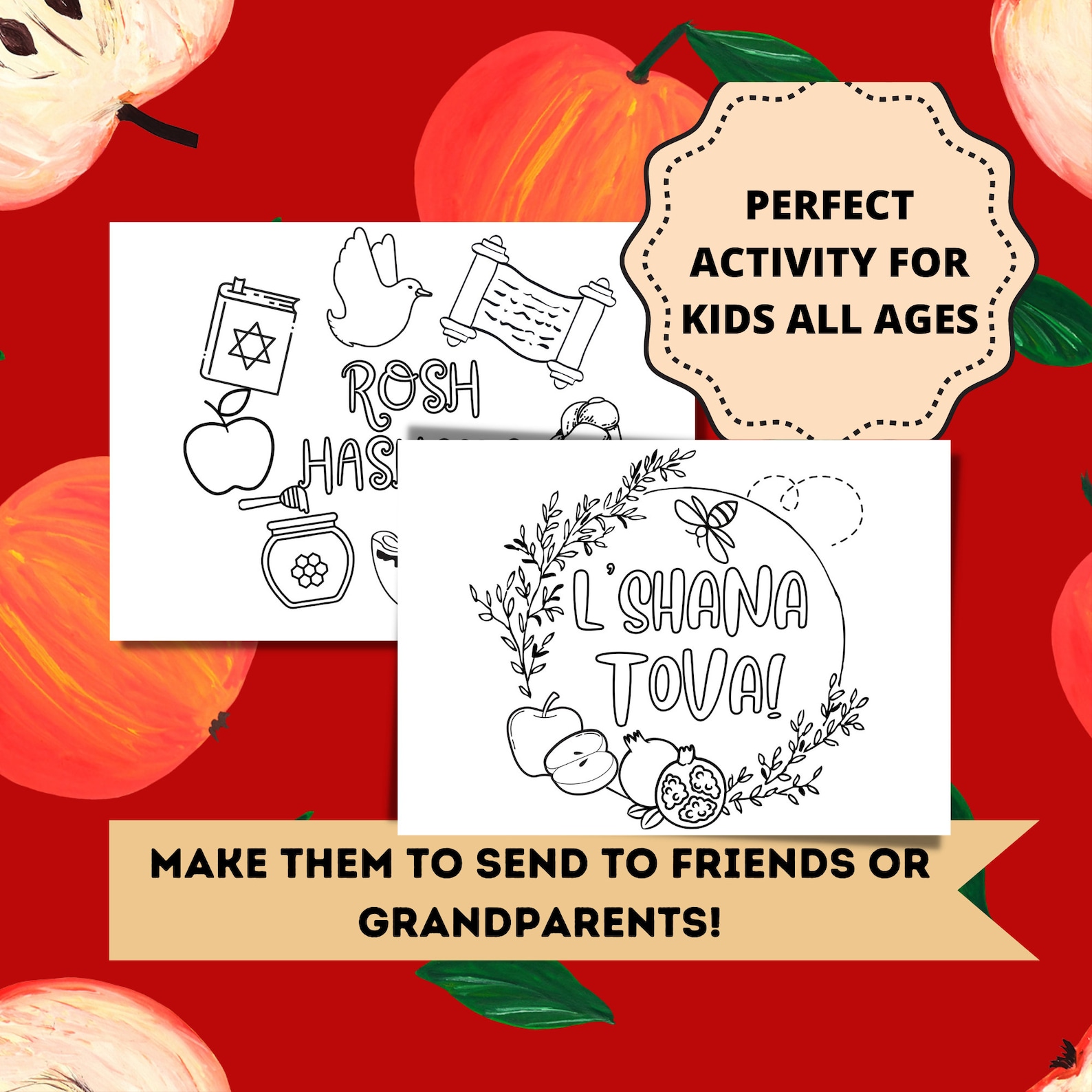 Rosh Hashana Cards/ Jewish New Year Cards Kid's Activity/ Greeting ...