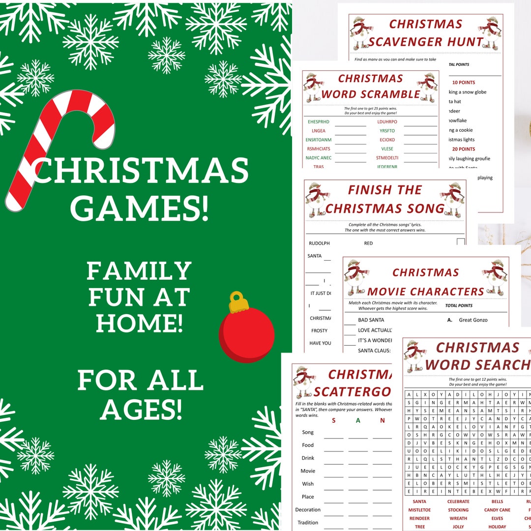 Family Christmas Party Games Printables Set /christmas Kid's Activity ...