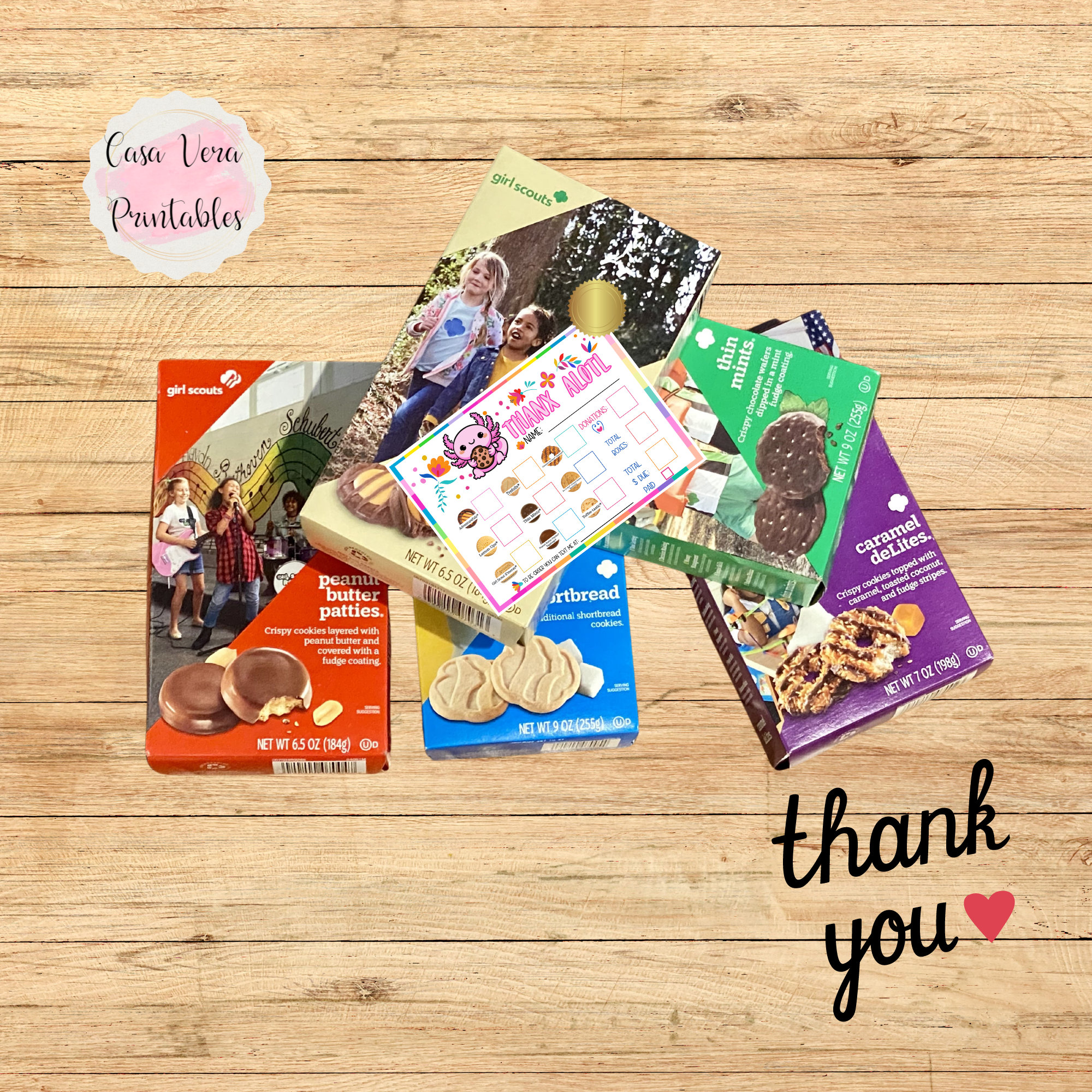 LBB Girl Scout Cookie Order Thank You Printable Little Brownie Cookies ...