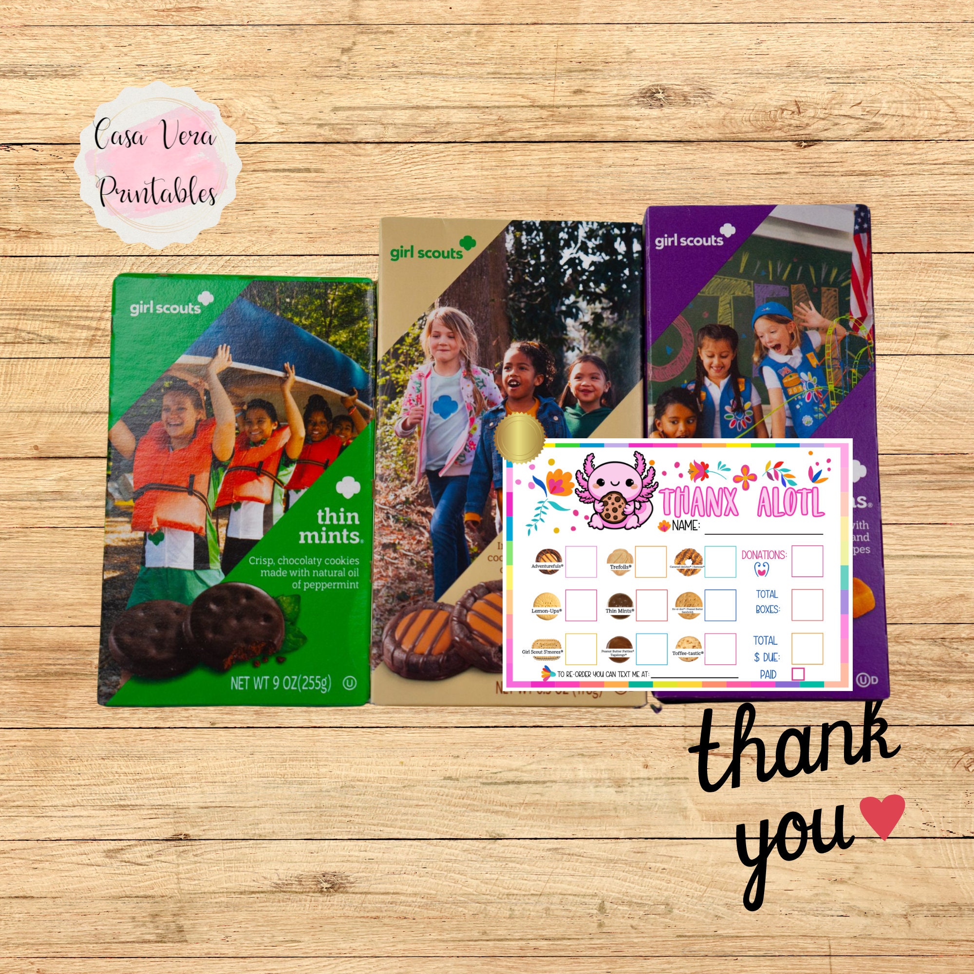 LBB Girl Scout Cookie Order Thank You Printable Little Brownie Cookies ...