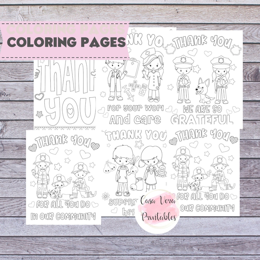 Thank You Coloring Pages/ Front Line, Nurse, Doctors, Police, Grocery ...