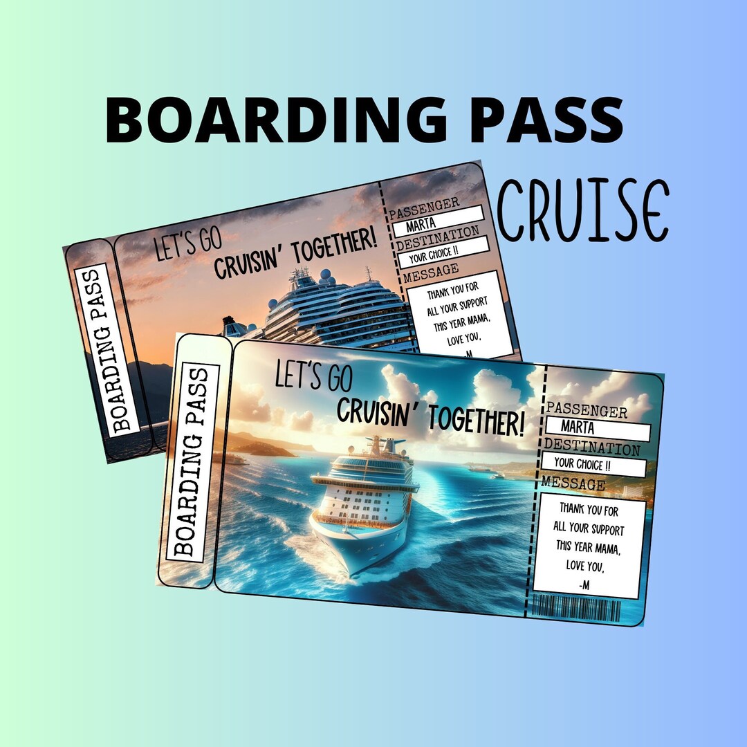 Cruise Printable Pretend Ticket Boarding Pass Template, Vacation, Trip ...